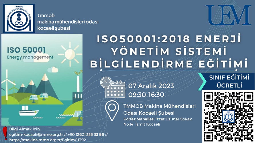 Makina Portal - ISO 50001:2018 ENERJİ YÖNETİM SİSTEMİ EĞİTİMİ